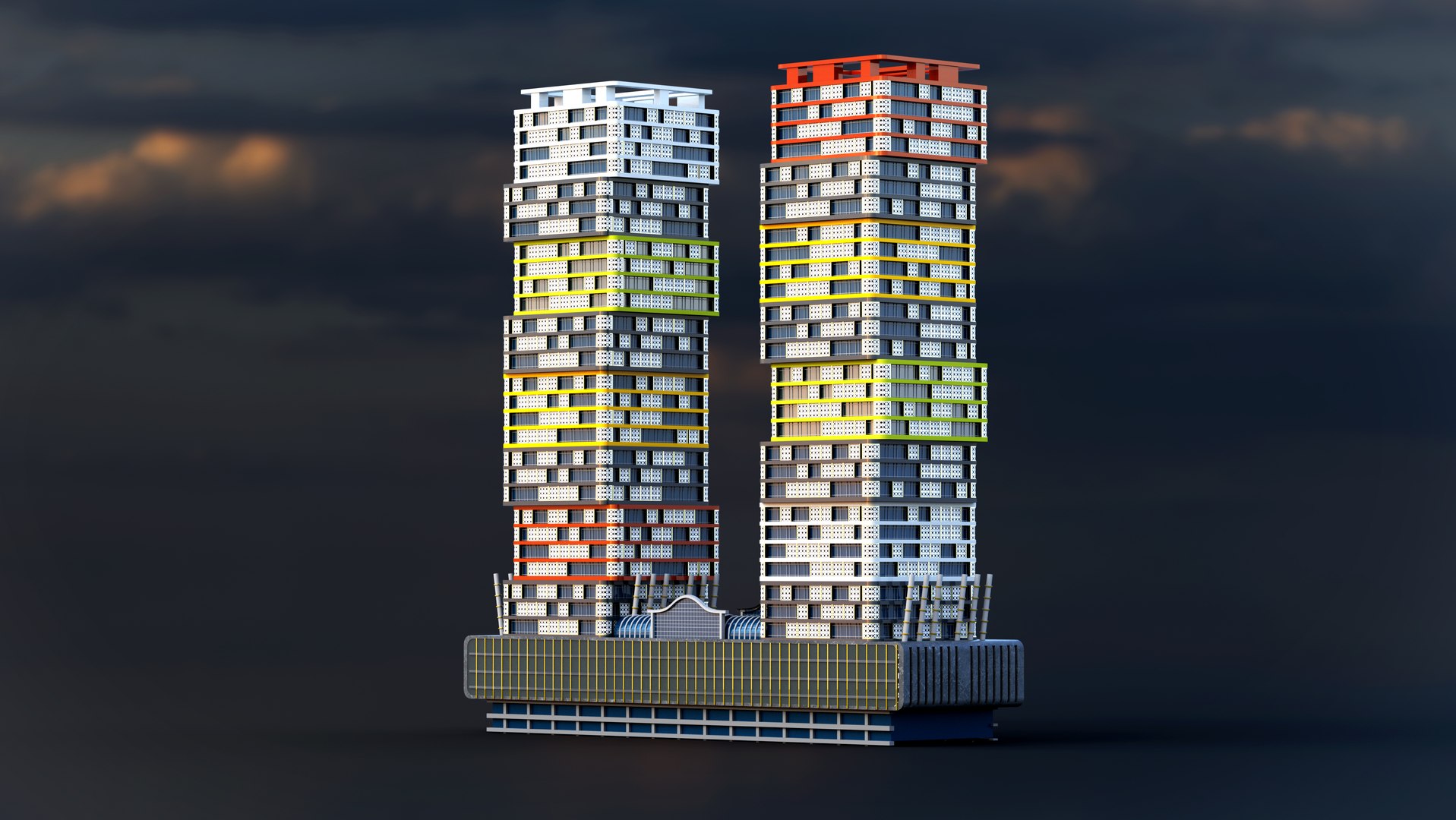 Lusail City TwinTower 3D Model - TurboSquid 2007720