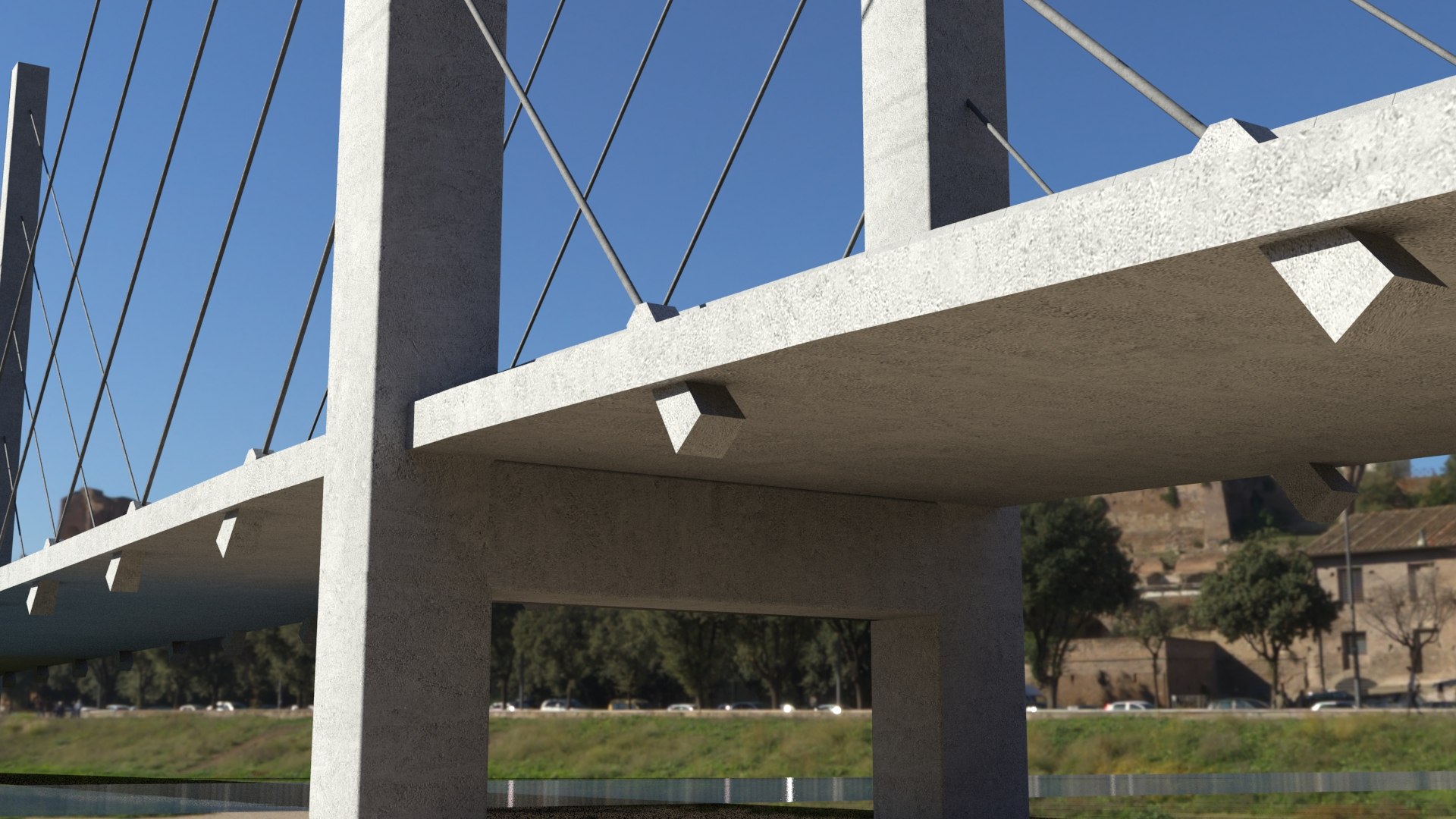 3D Cable-stayed Bridge - TurboSquid 1392830