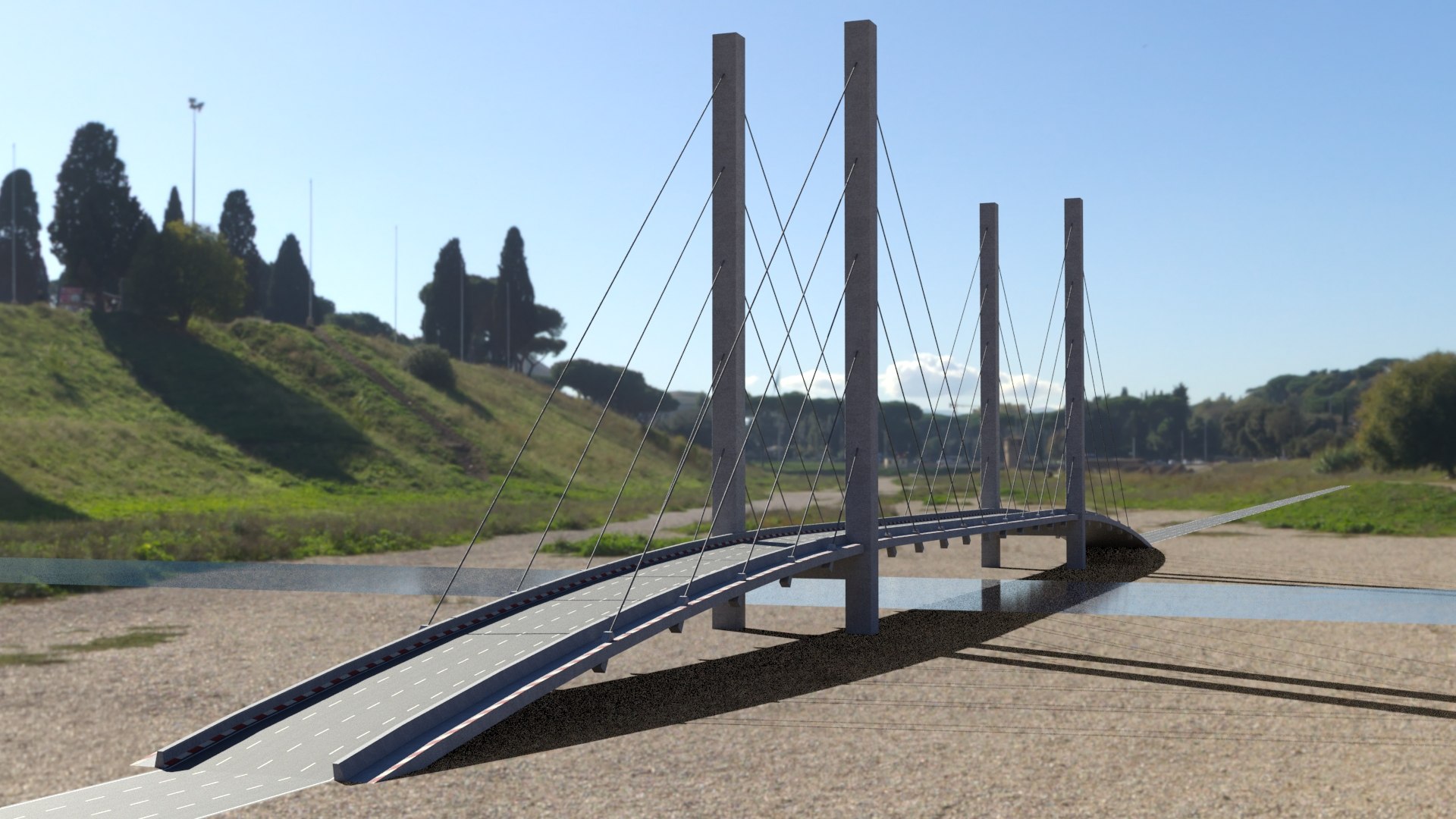 3D Cable-stayed Bridge - TurboSquid 1392830
