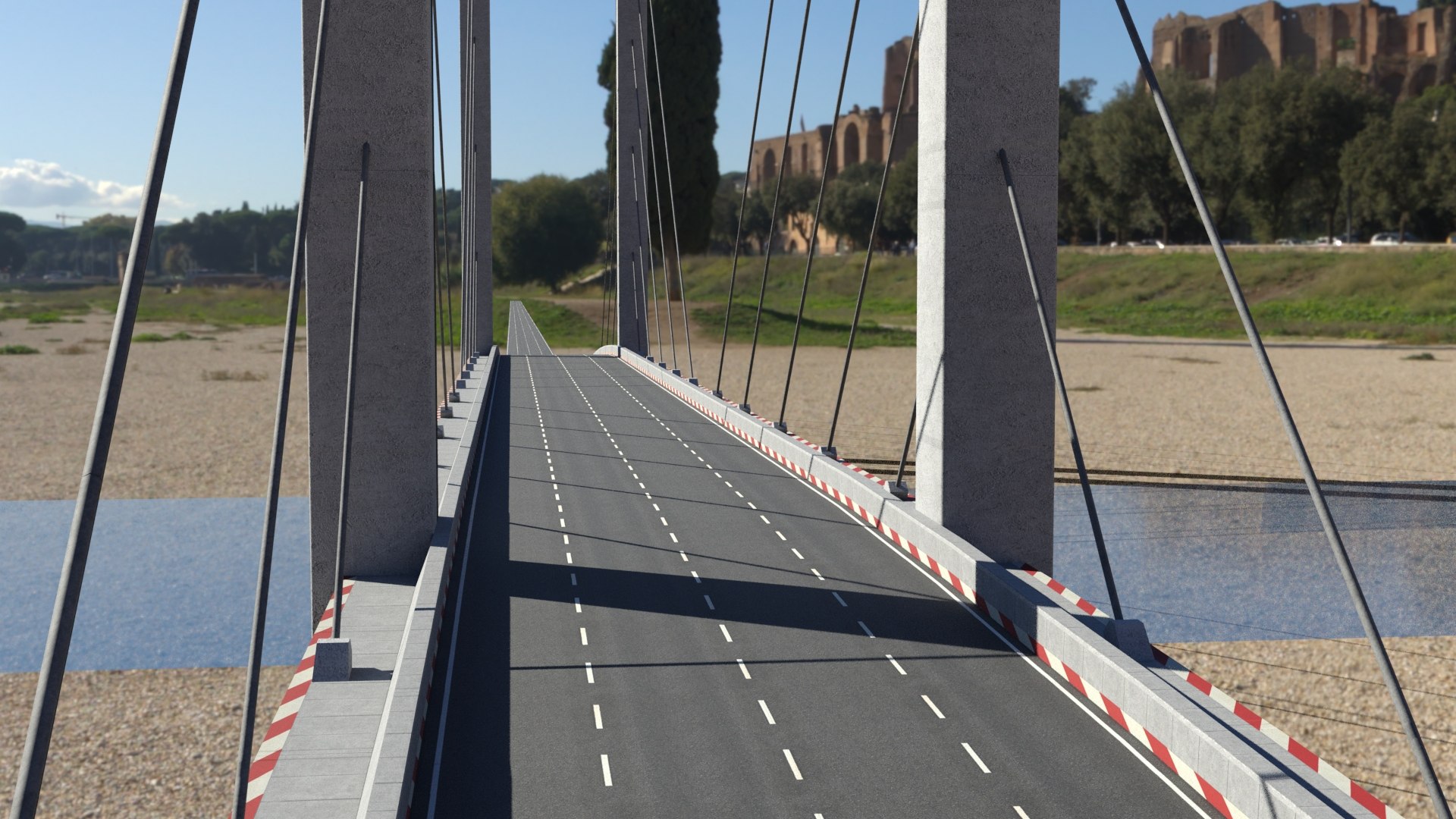 3D Cable-stayed Bridge - TurboSquid 1392830