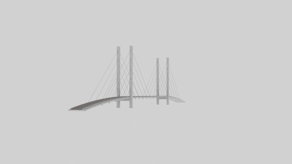 3D cable-stayed bridge - TurboSquid 1392830