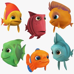 3D Cartoon Small Fish Collection 8 in 1 model - TurboSquid 2083124