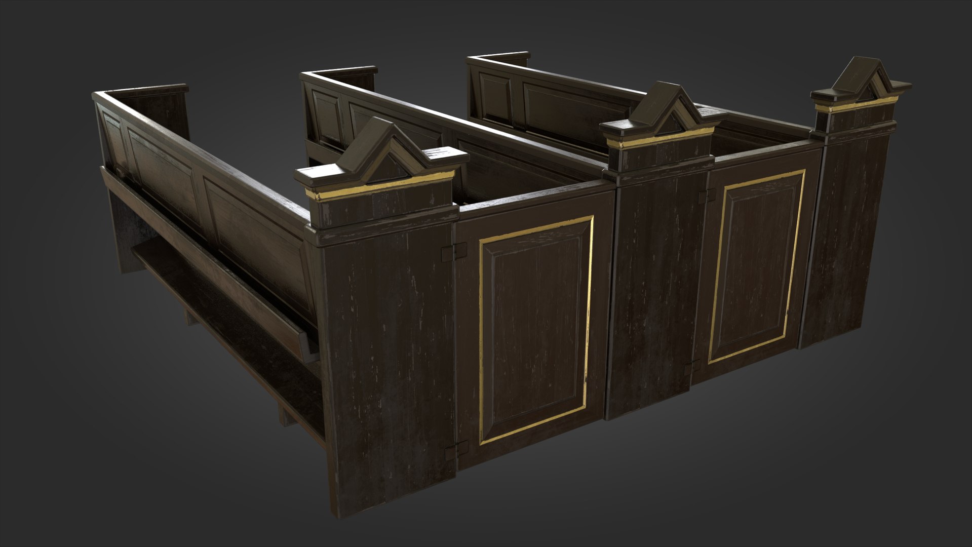 3D Medieval Church Benches Brown - PBR Model - TurboSquid 1825986