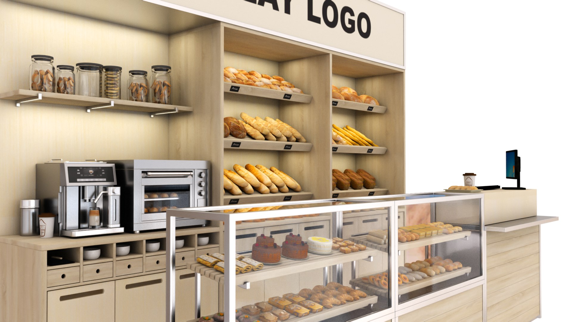 3D Glass Display Cabinet For Bakery - TurboSquid 2184291
