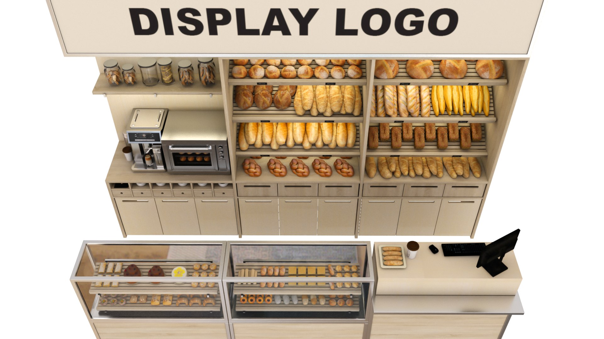 3D Glass Display Cabinet For Bakery - TurboSquid 2184291