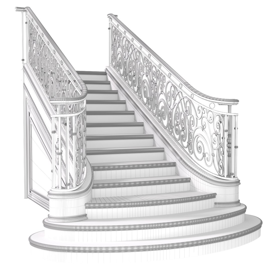 3D Classic Interior Marble Staircase Model - TurboSquid 1930331