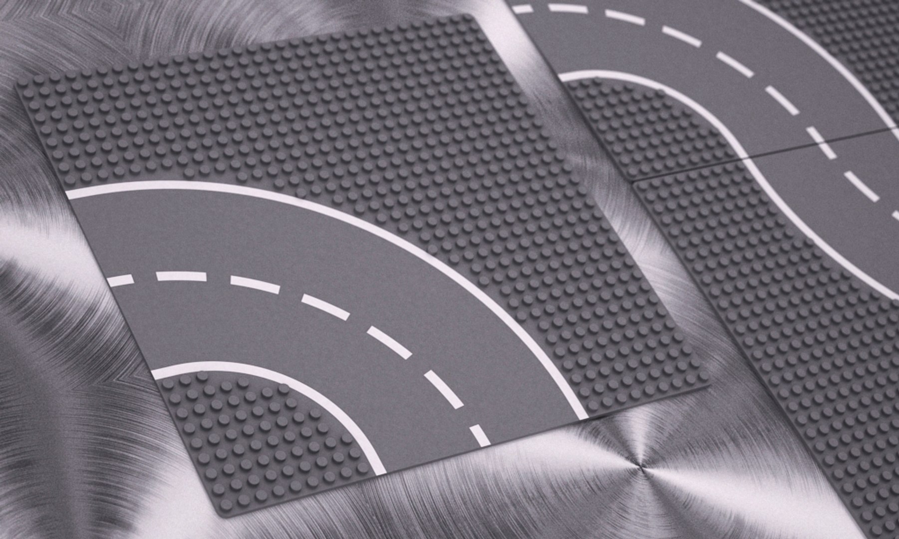 3d lego curve road board model