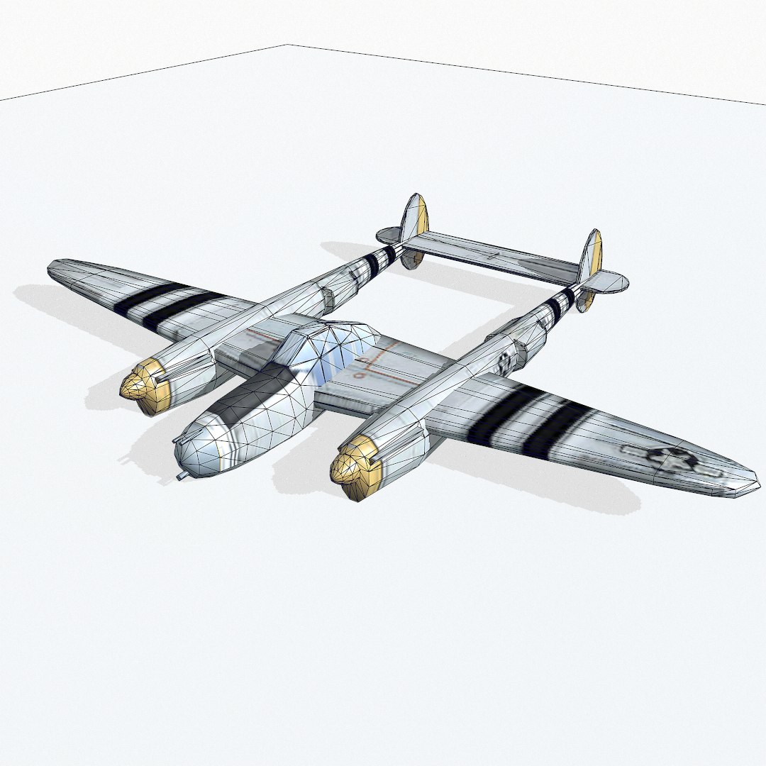 Lockheed P-38 Lightning Fighter Aircraft 3d Model