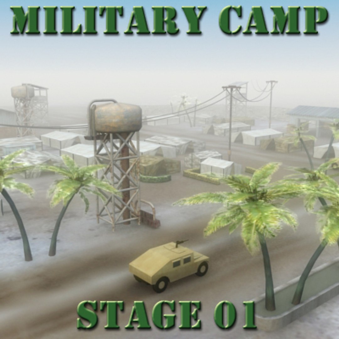 3d desert military base buildings