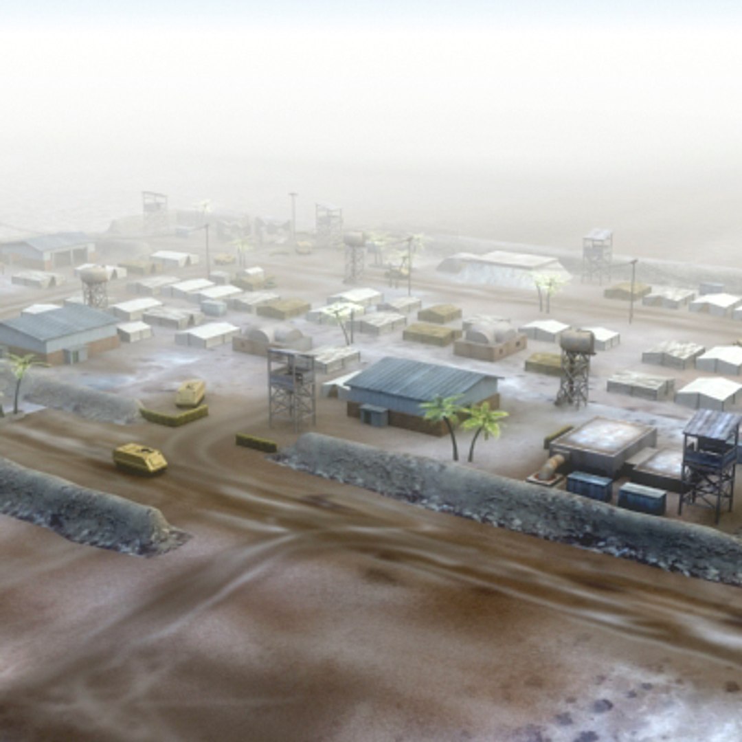 3d desert military base buildings