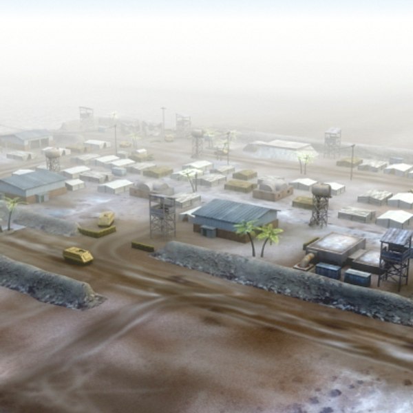 3d desert military base buildings