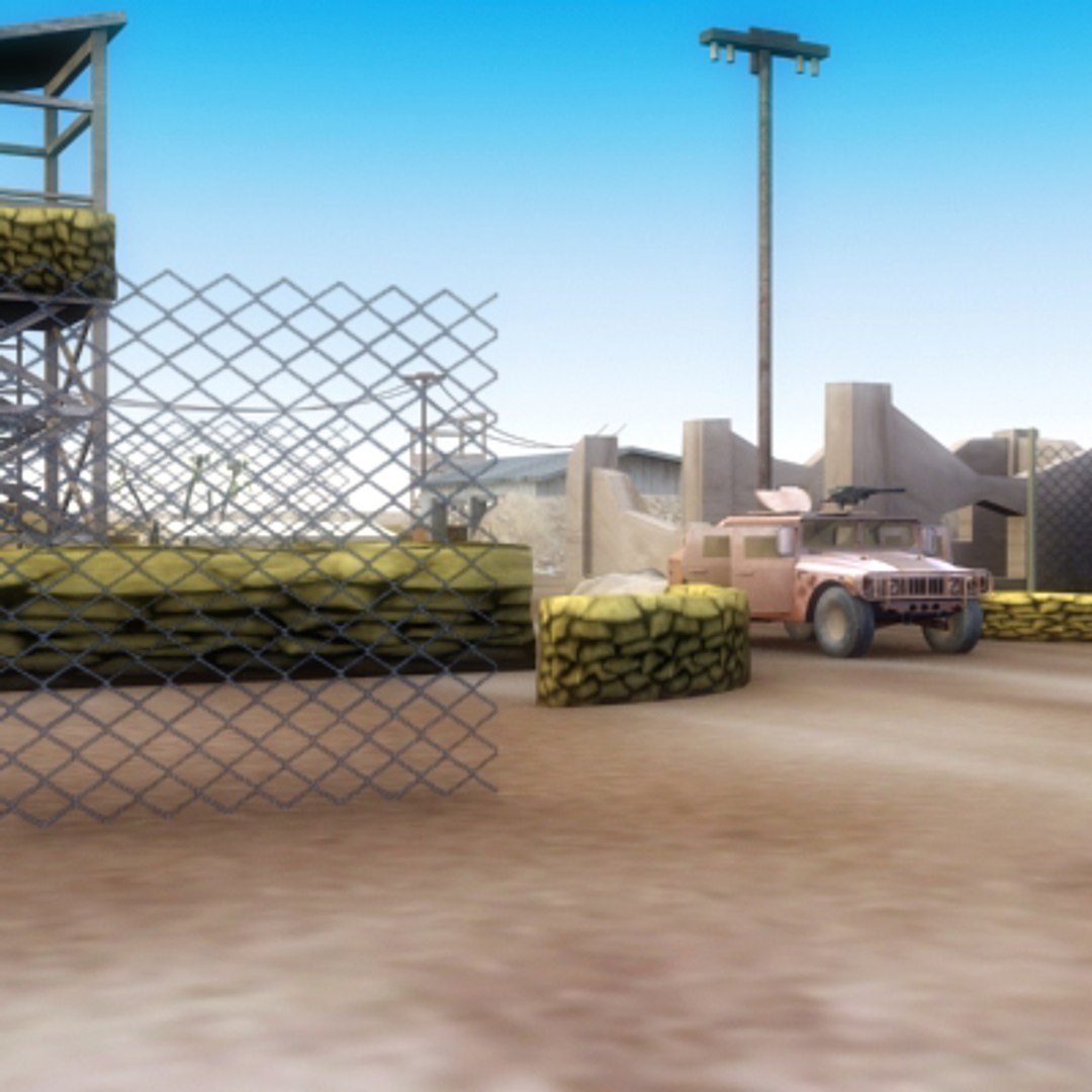3d desert military base buildings