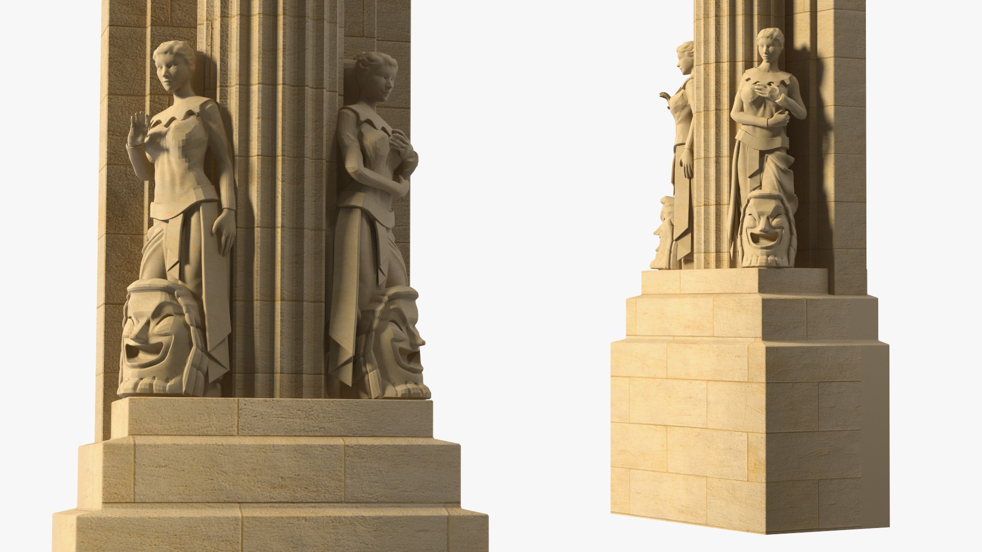 3D Hearst Building Lobby Statues With Column - TurboSquid 2133753