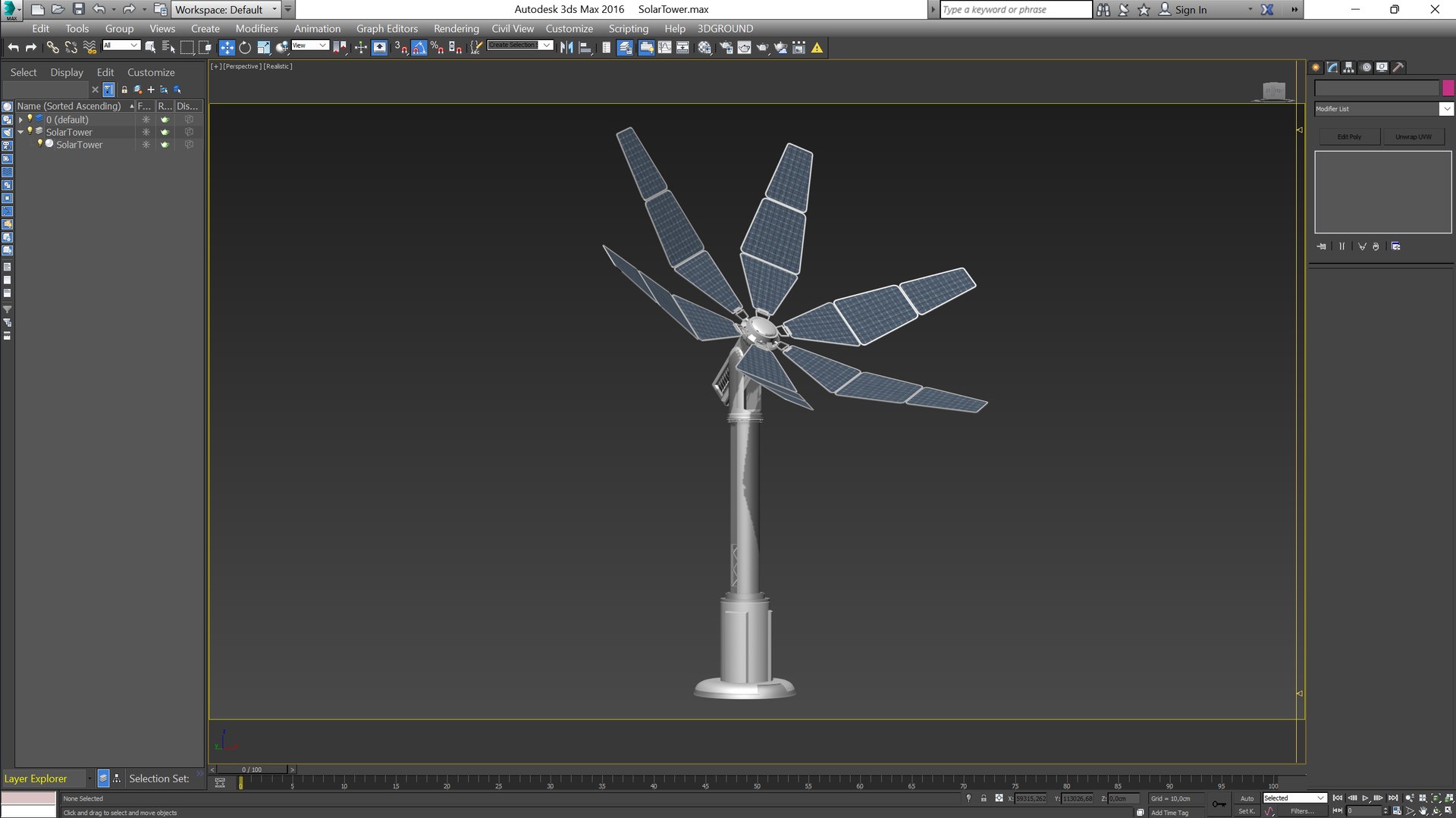 3D Solar Tower Model - TurboSquid 2322417