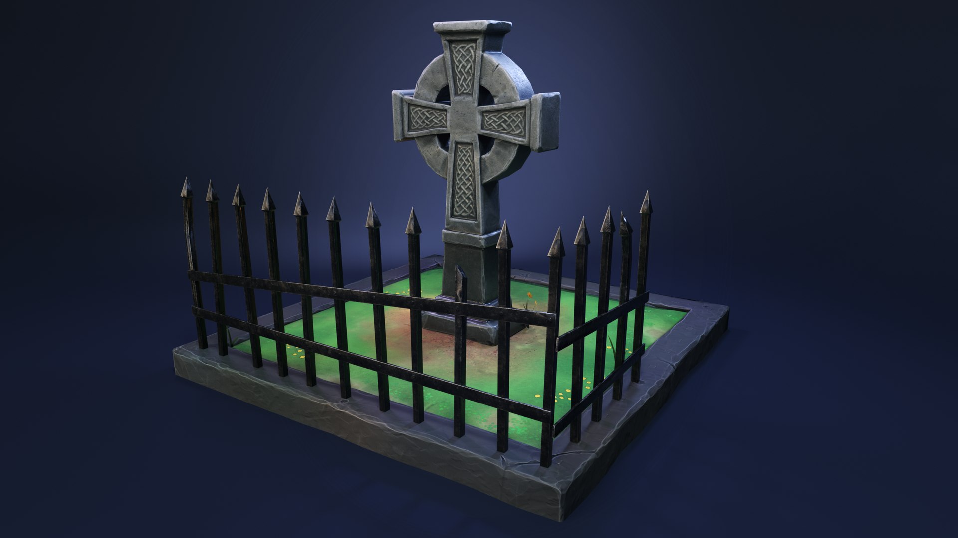 Stylized gravestone celtic cross 3D model - TurboSquid 1576279