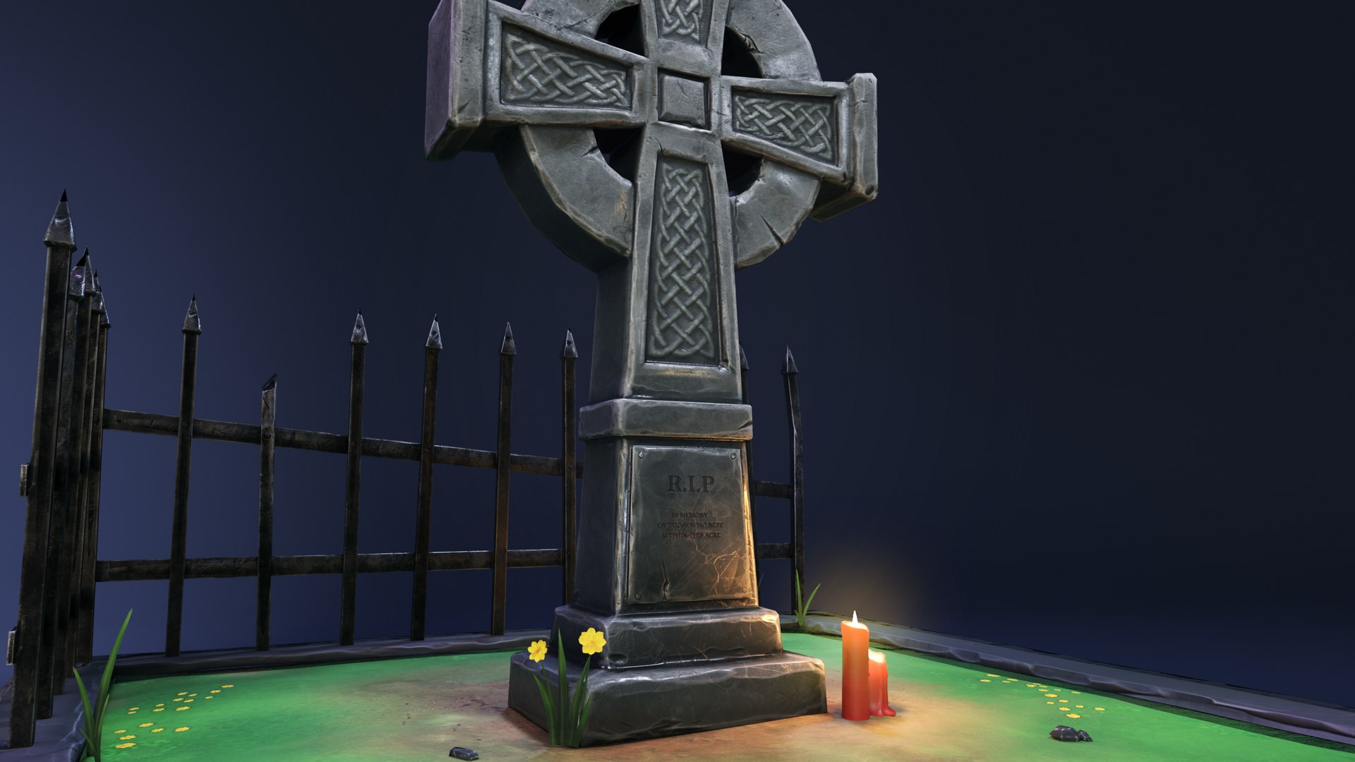 Stylized gravestone celtic cross 3D model - TurboSquid 1576279