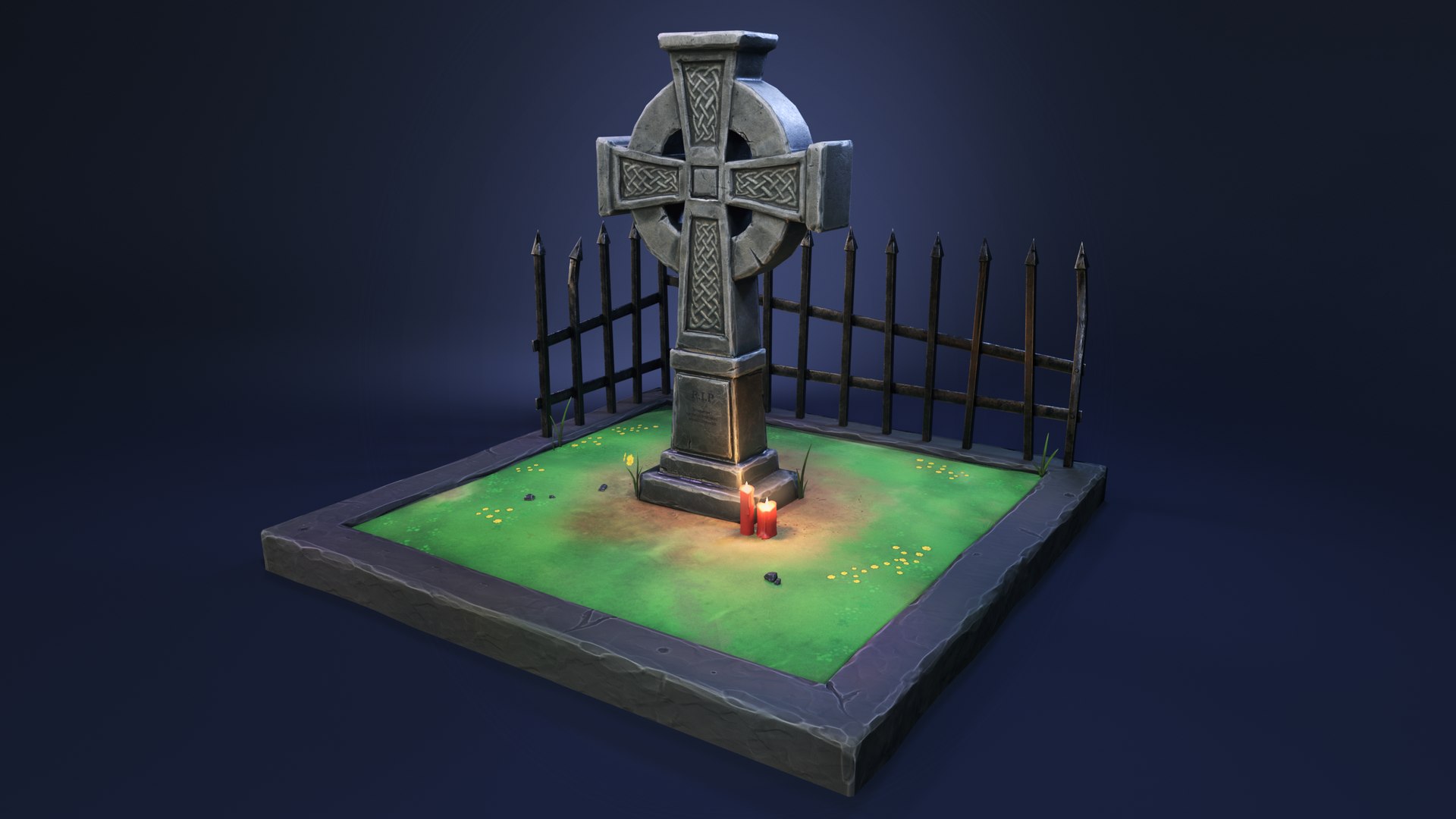 Stylized gravestone celtic cross 3D model - TurboSquid 1576279