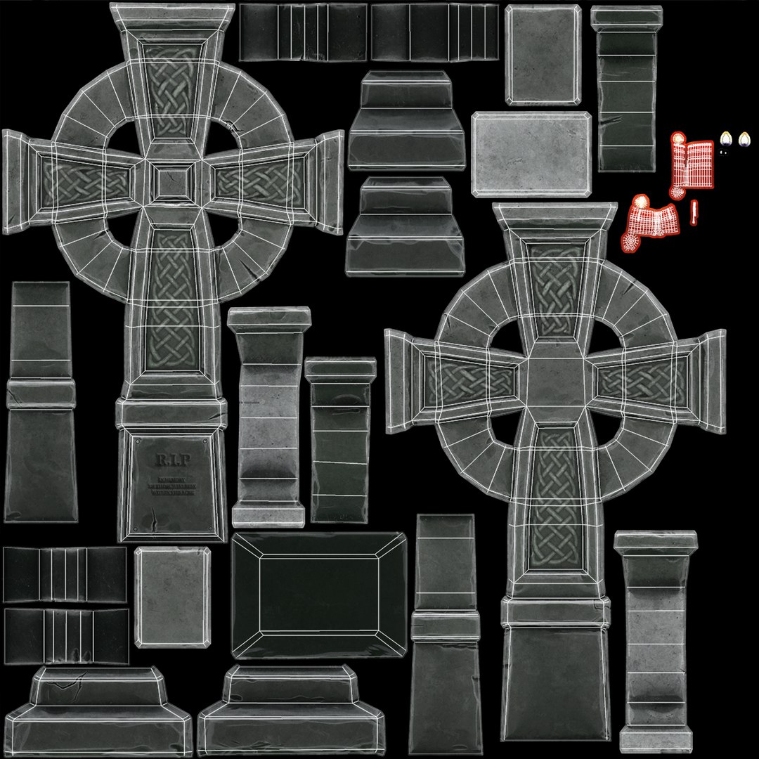 Stylized gravestone celtic cross 3D model - TurboSquid 1576279