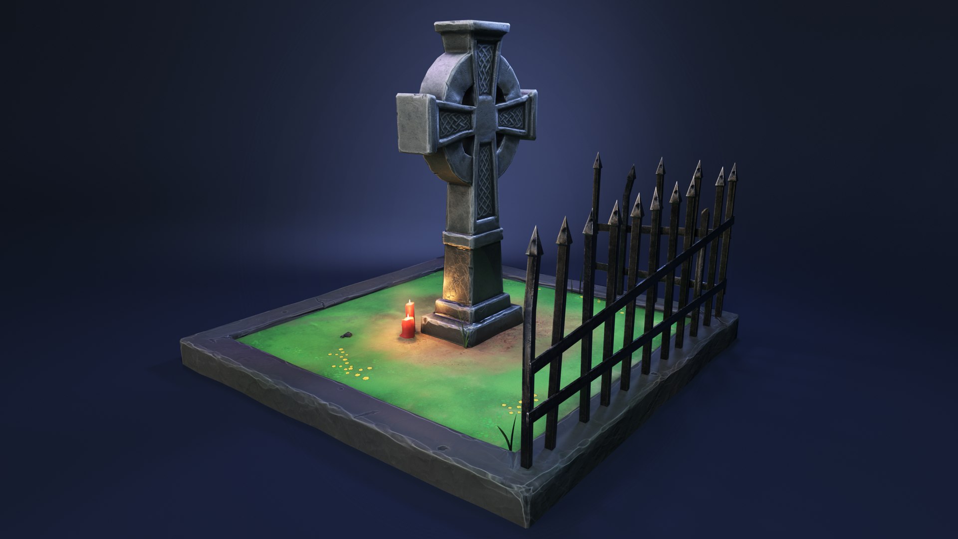 Stylized gravestone celtic cross 3D model - TurboSquid 1576279