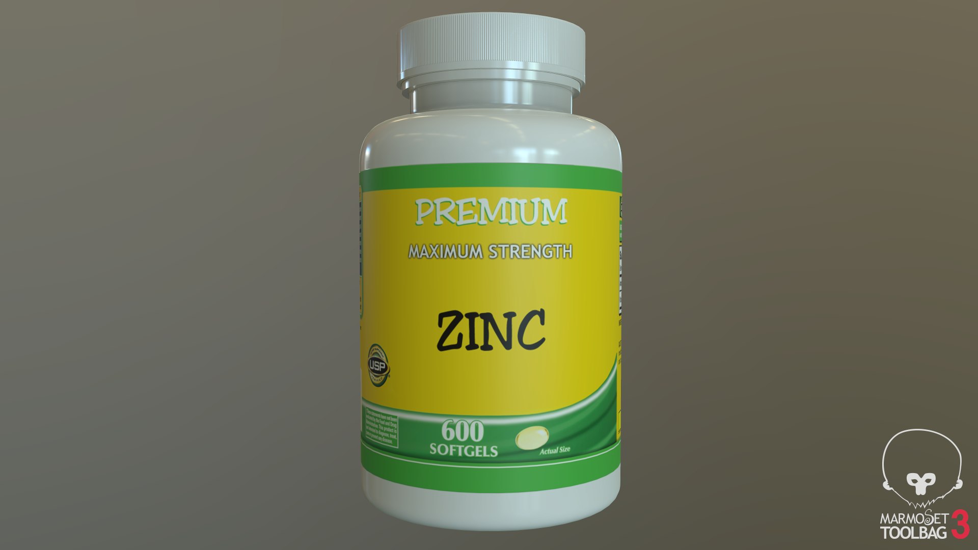 3D Zinc Supplement Bottle Model - TurboSquid 1835444