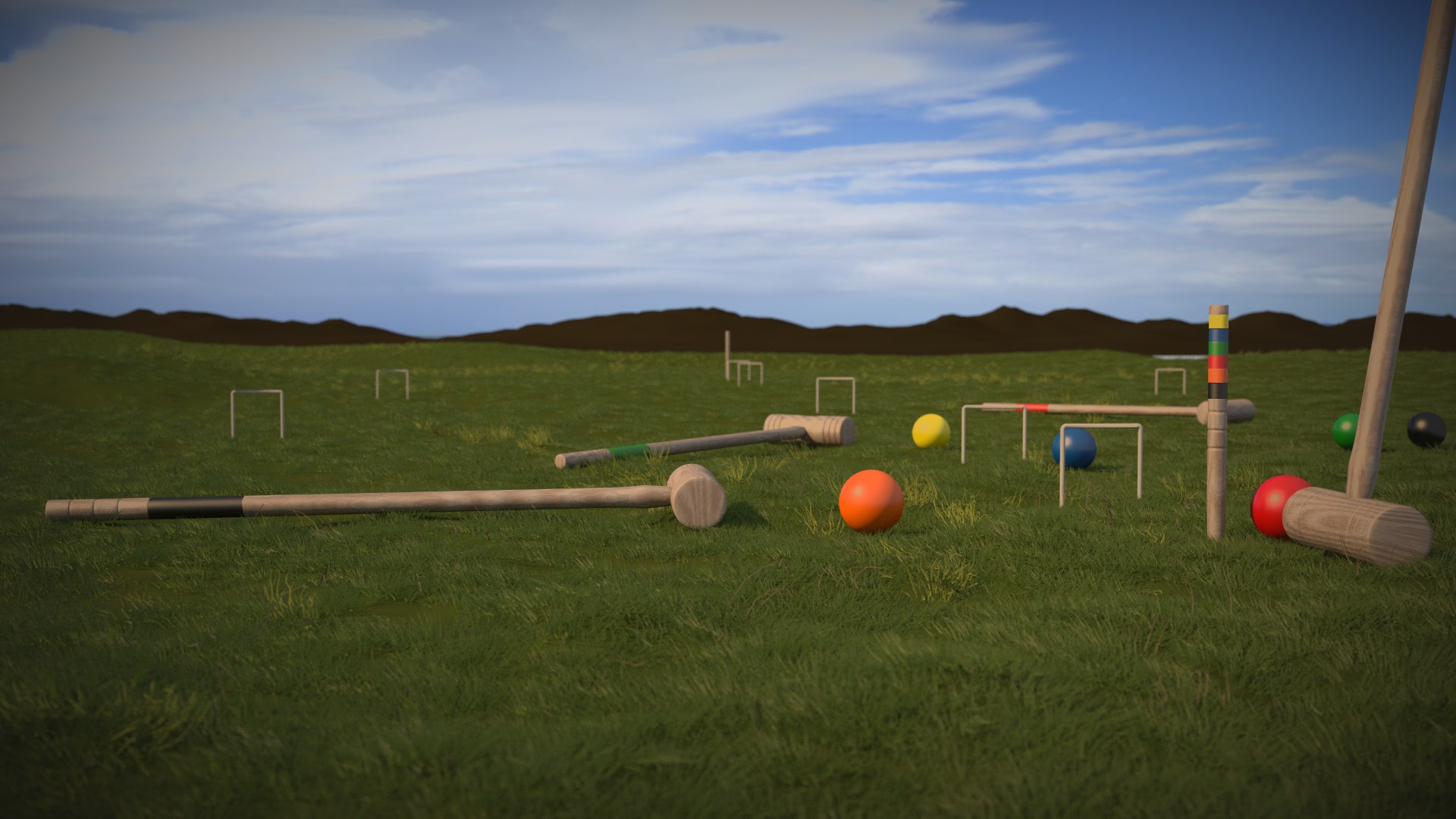Wicket Croquet Set 3d Model