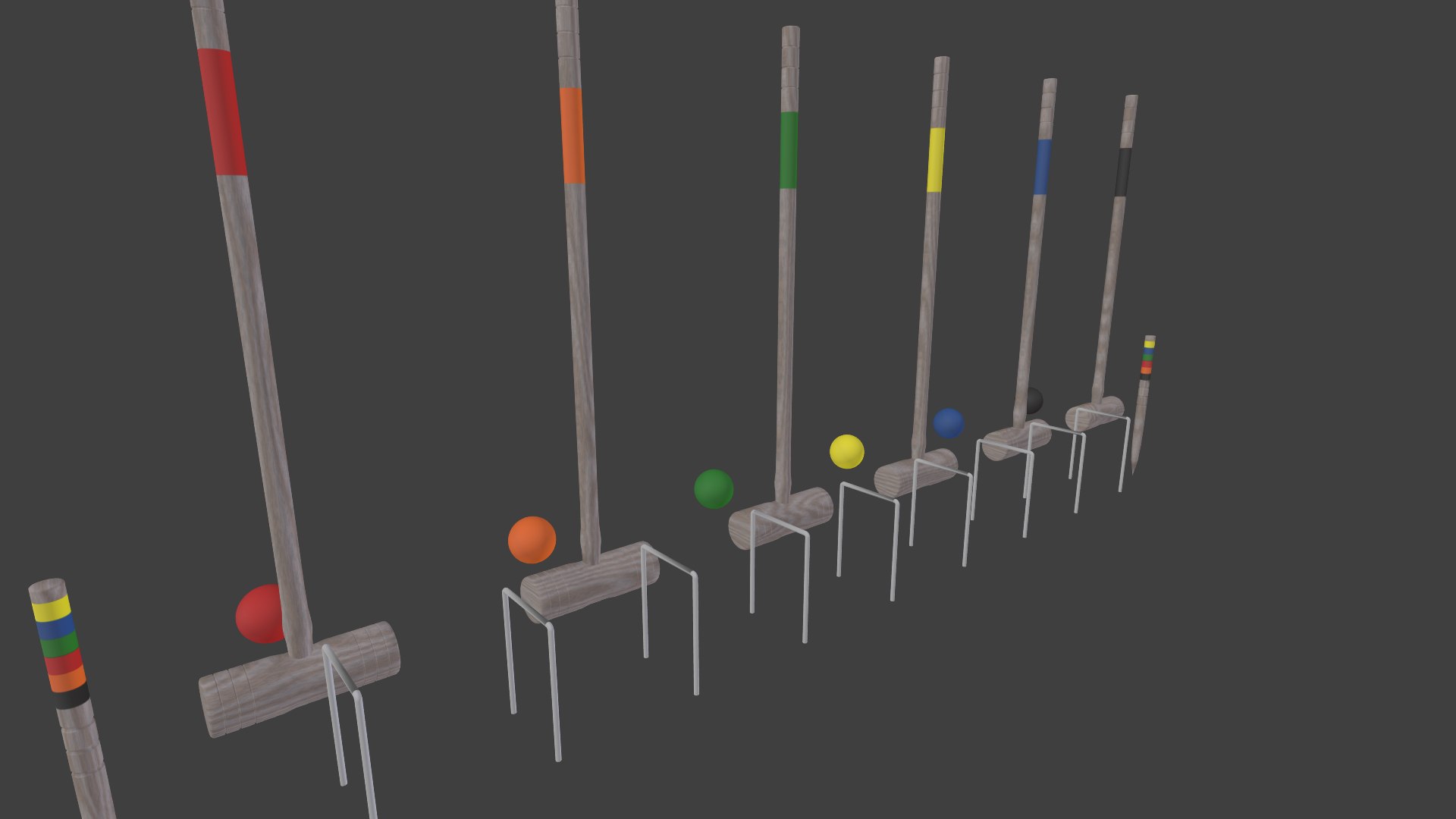 Wicket Croquet Set 3d Model