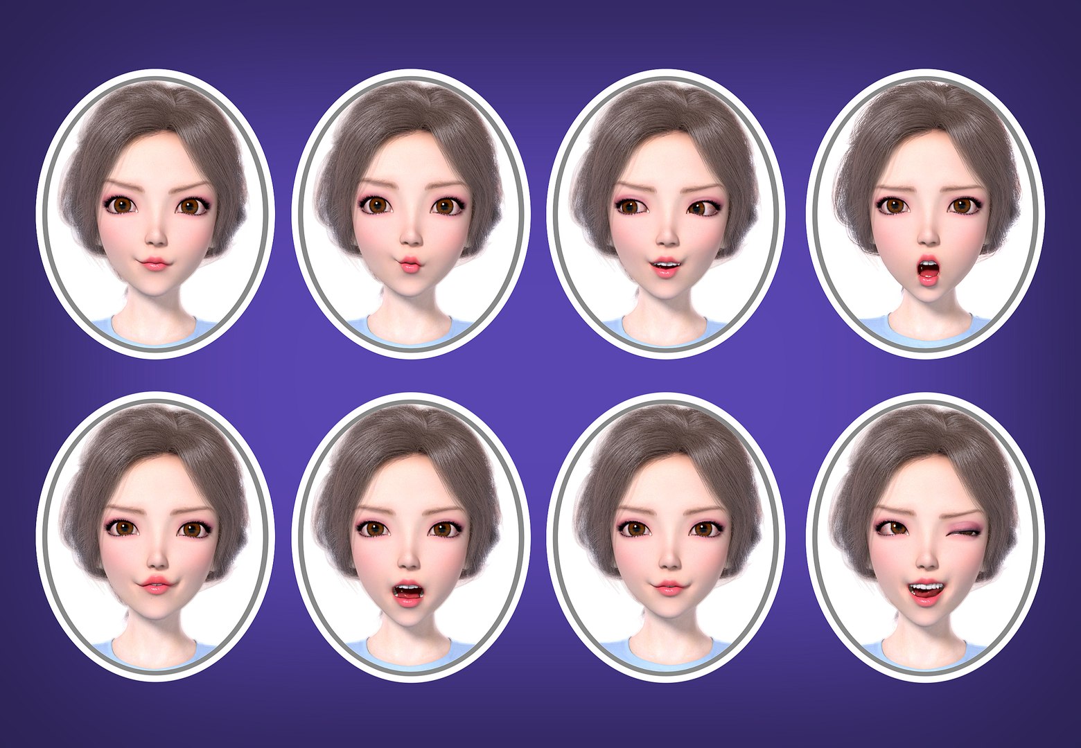 3D Model Cartoon Beautiful Little Girl Rigged - TurboSquid 2202329