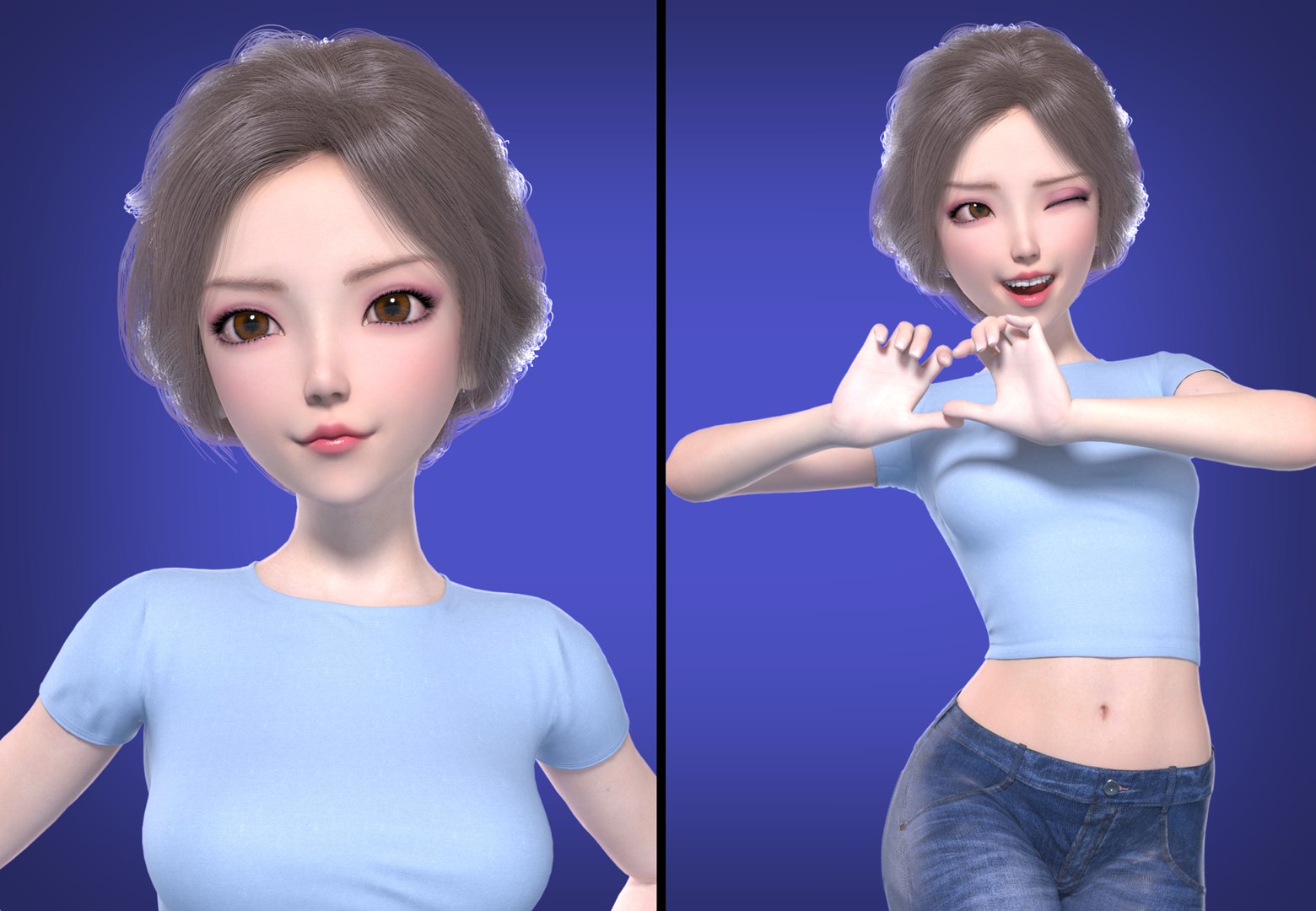 3D Model Cartoon Beautiful Little Girl Rigged - TurboSquid 2202329
