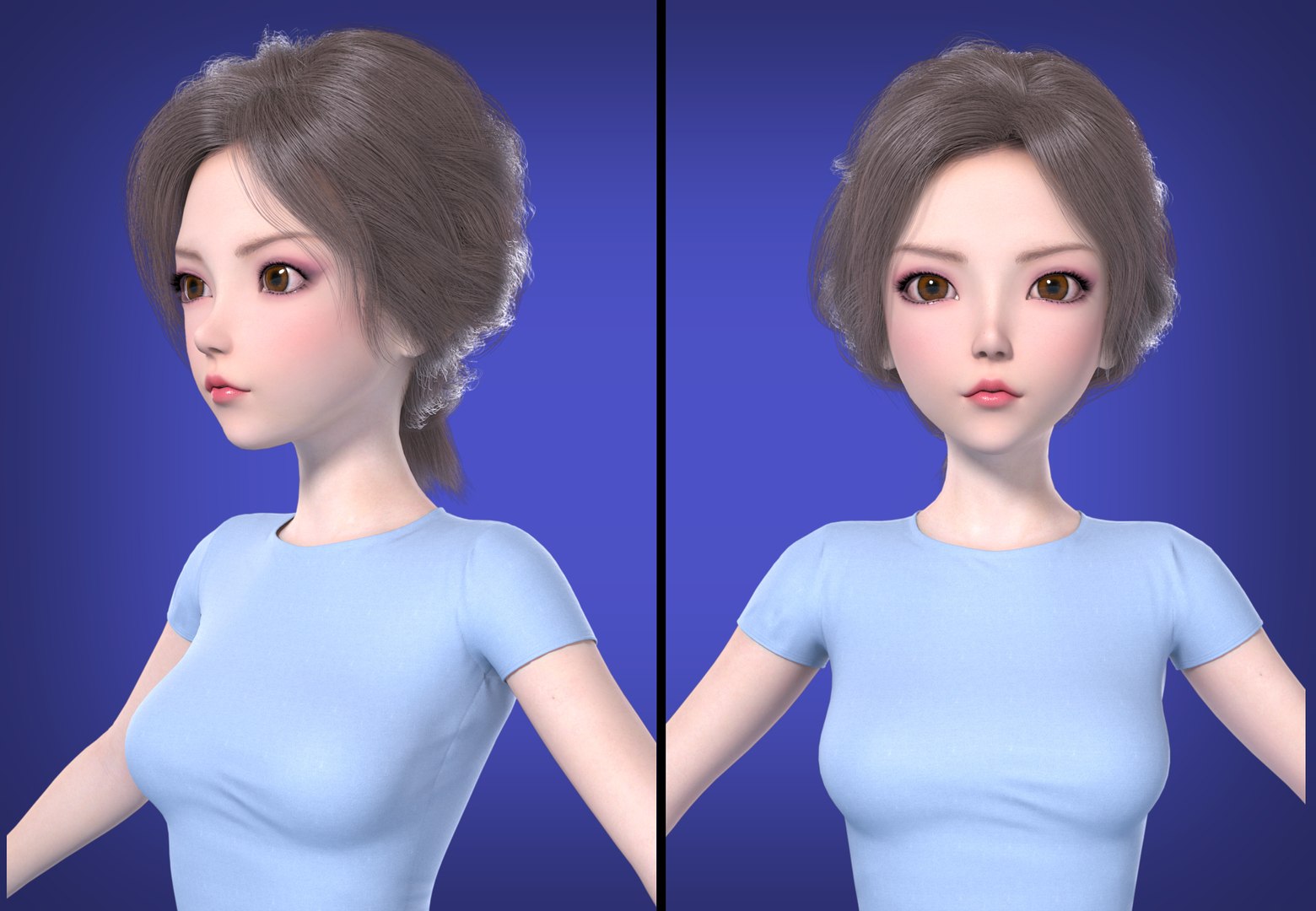 3D Model Cartoon Beautiful Little Girl Rigged - TurboSquid 2202329