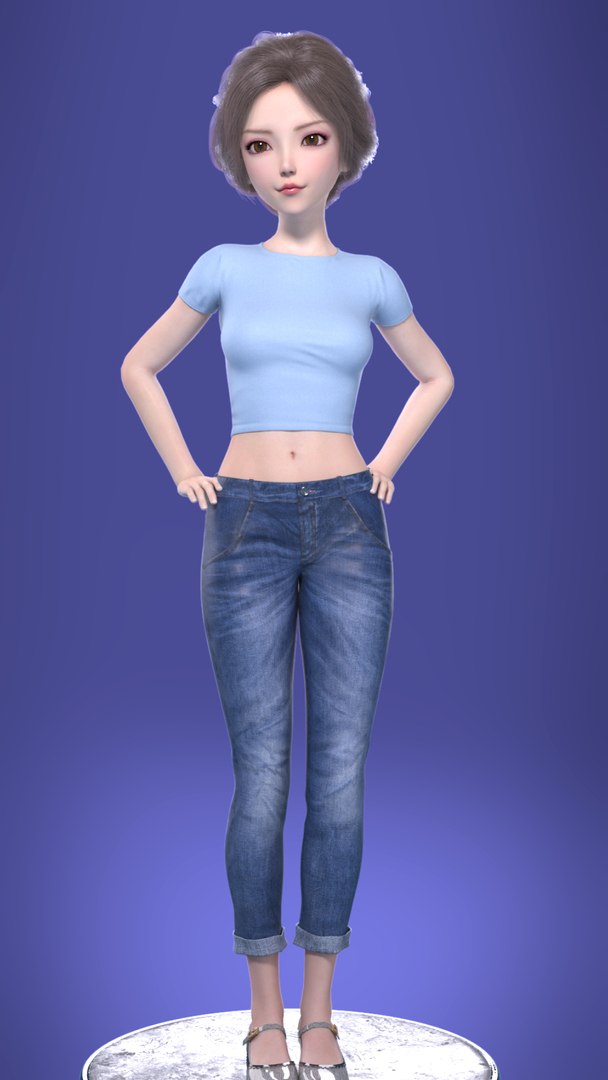 3D Model Cartoon Beautiful Little Girl Rigged - TurboSquid 2202329