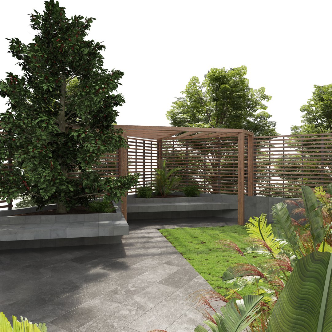 3D Home Garden With Landscape Elements - TurboSquid 2036902