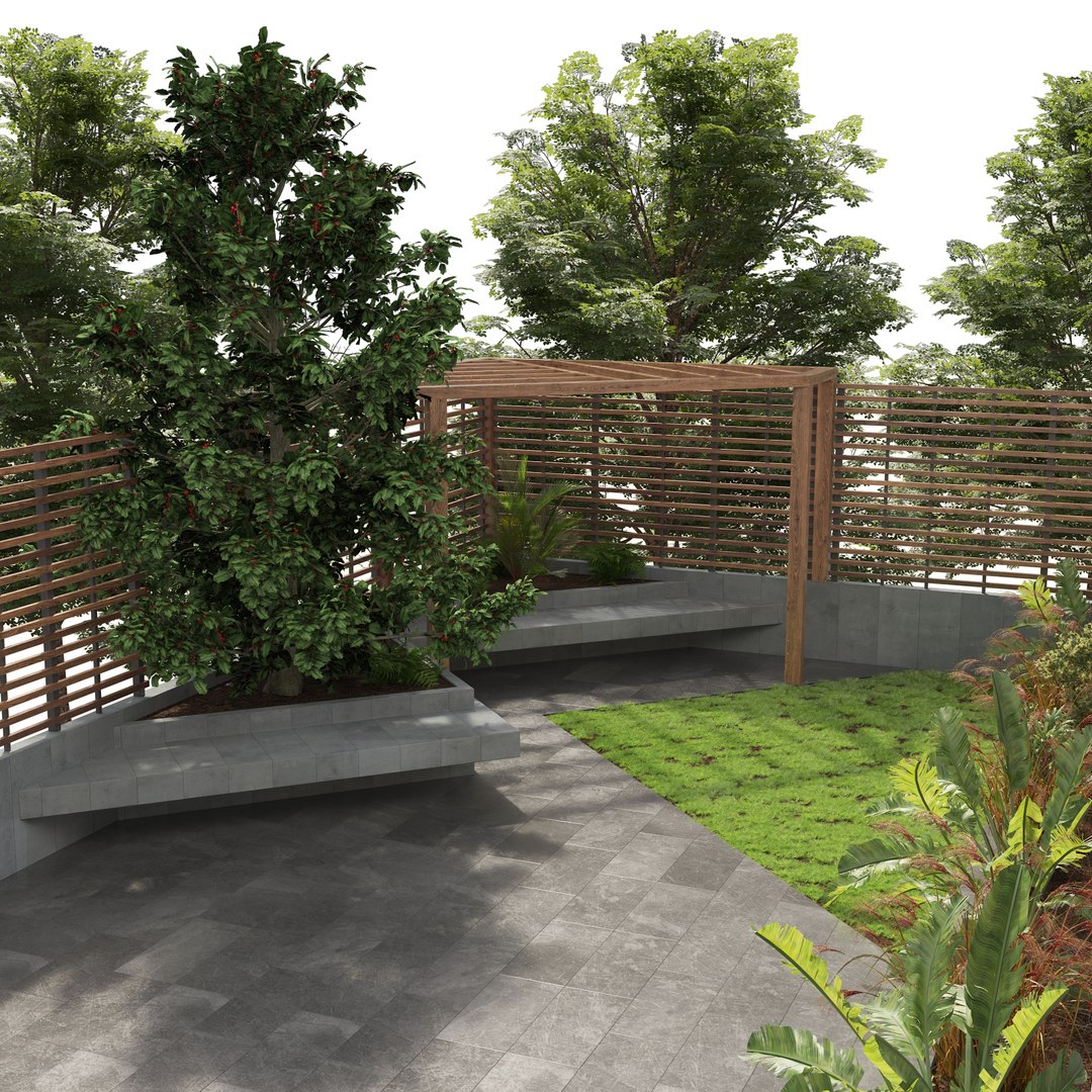 3D Home Garden With Landscape Elements - TurboSquid 2036902