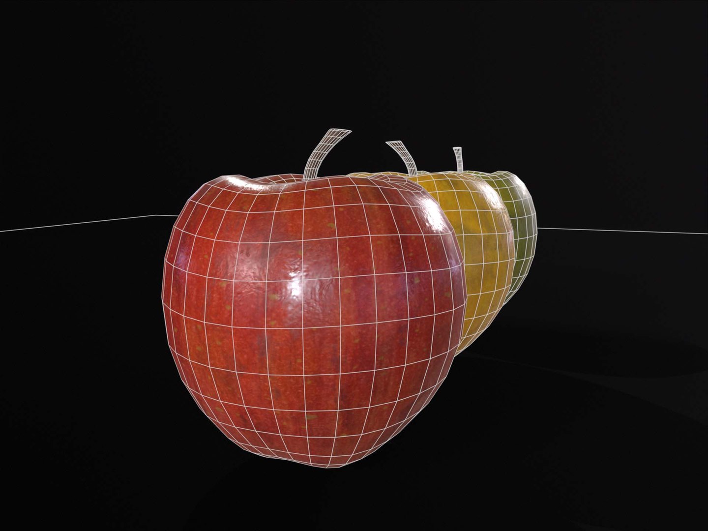 3D Apples Set - Green - Yellow and Red - TurboSquid 2118430