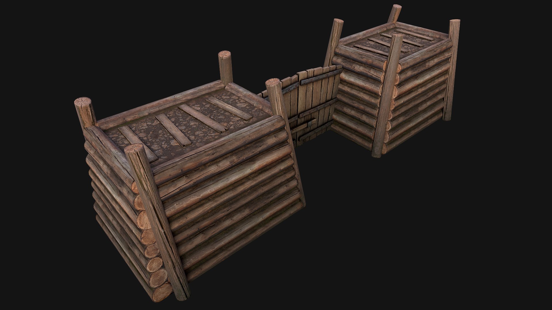Medieval Fortress Gate With Wooden Wall Model - TurboSquid 1957670
