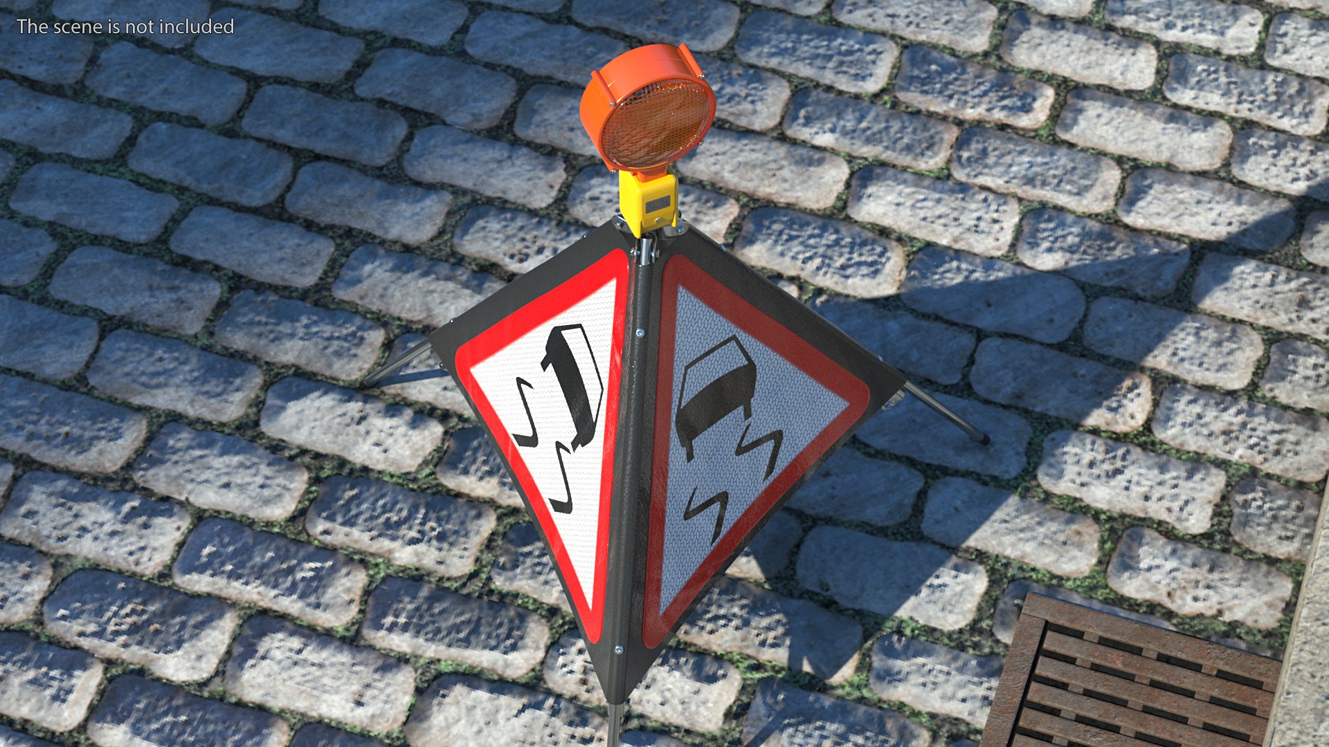 3D Model Sided Traffic Sign Slippery - TurboSquid 1706801