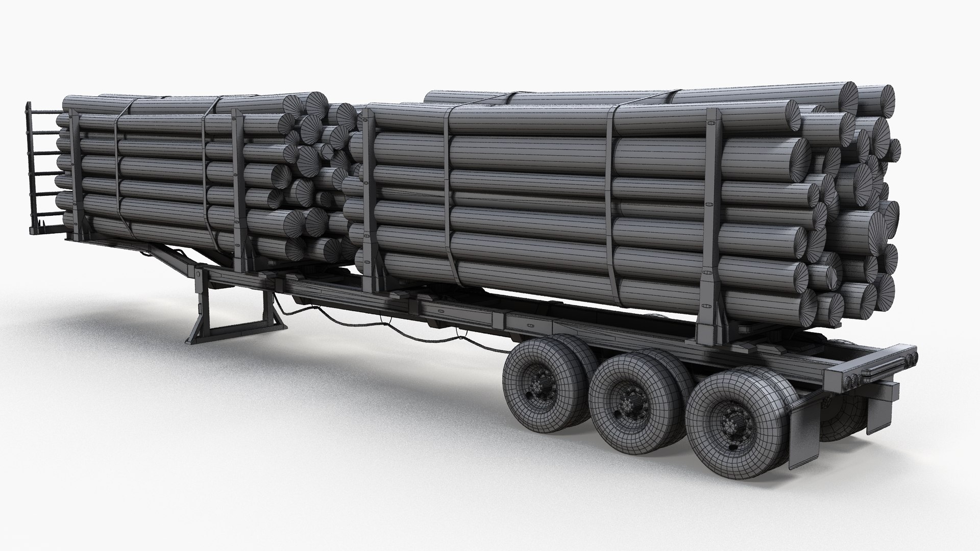 Log Trailer PBR 3D Model - TurboSquid 2089019