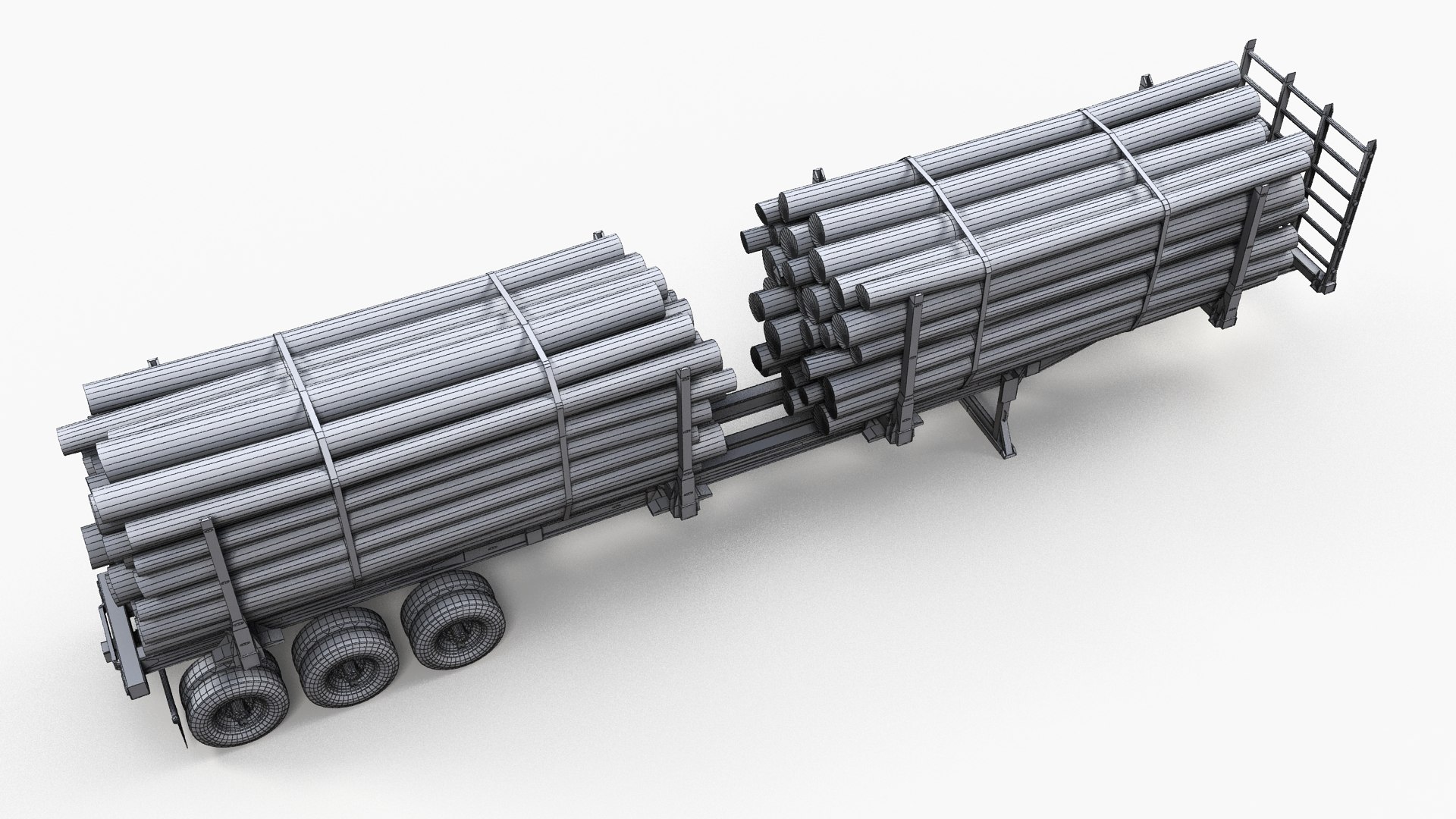Log Trailer PBR 3D Model - TurboSquid 2089019
