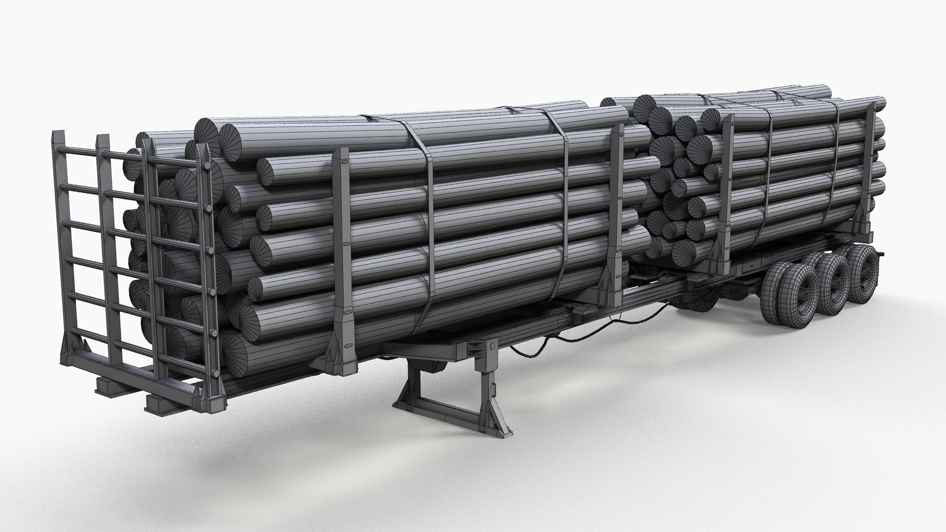 Log Trailer PBR 3D Model - TurboSquid 2089019