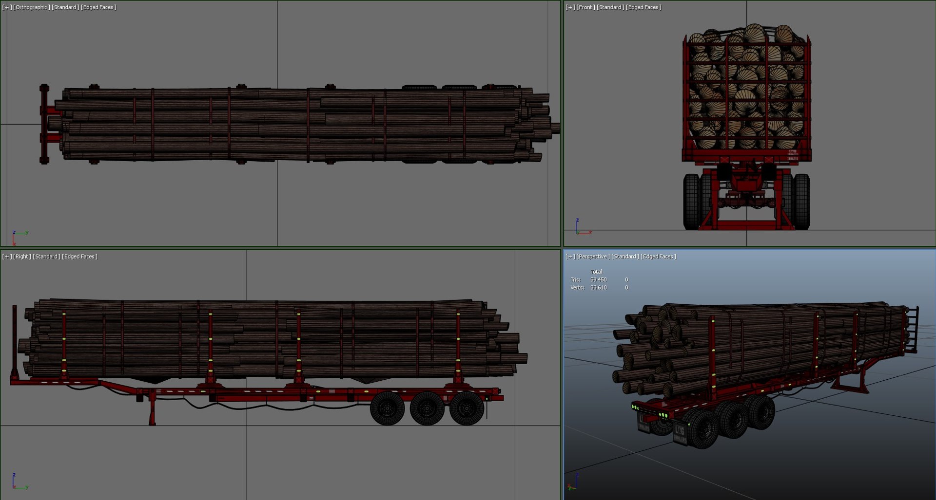 Log Trailer PBR 3D Model - TurboSquid 2089019