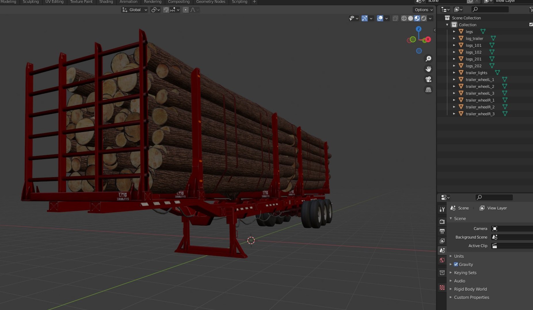 Log Trailer PBR 3D Model - TurboSquid 2089019