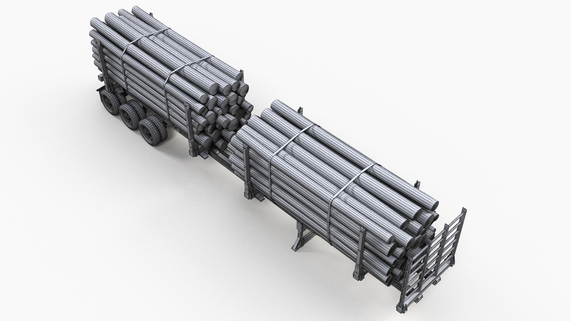 Log Trailer PBR 3D Model - TurboSquid 2089019