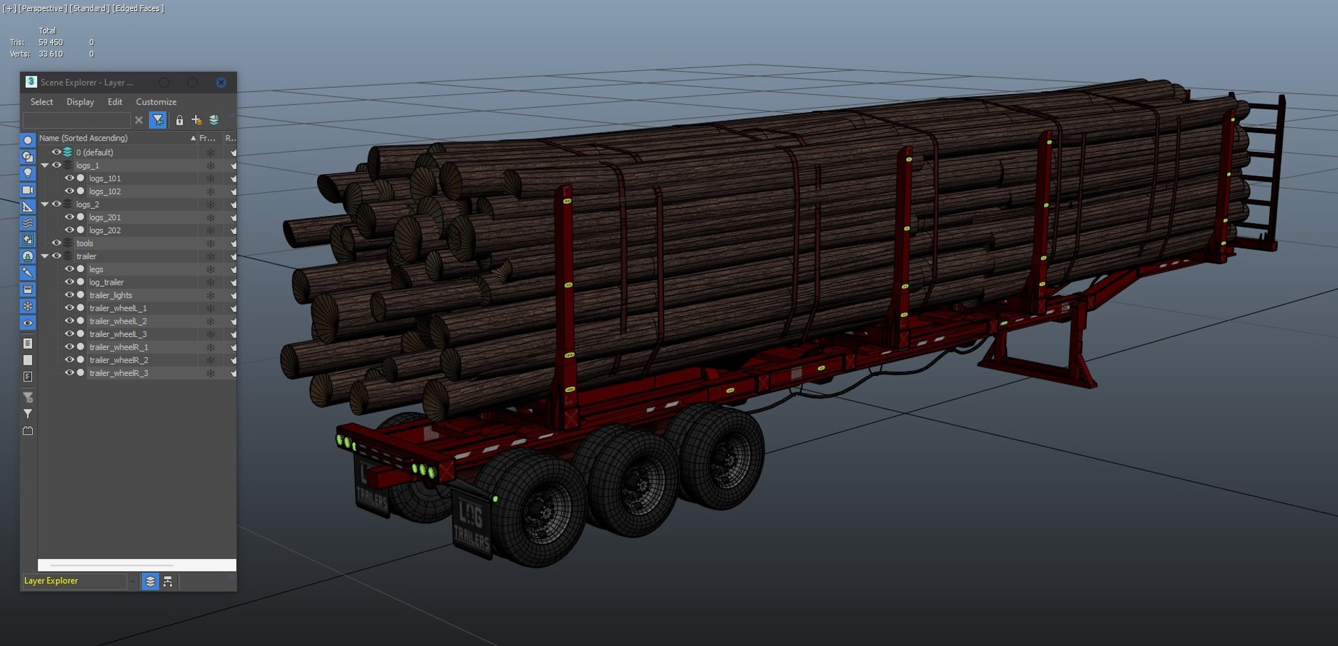 Log Trailer PBR 3D Model - TurboSquid 2089019
