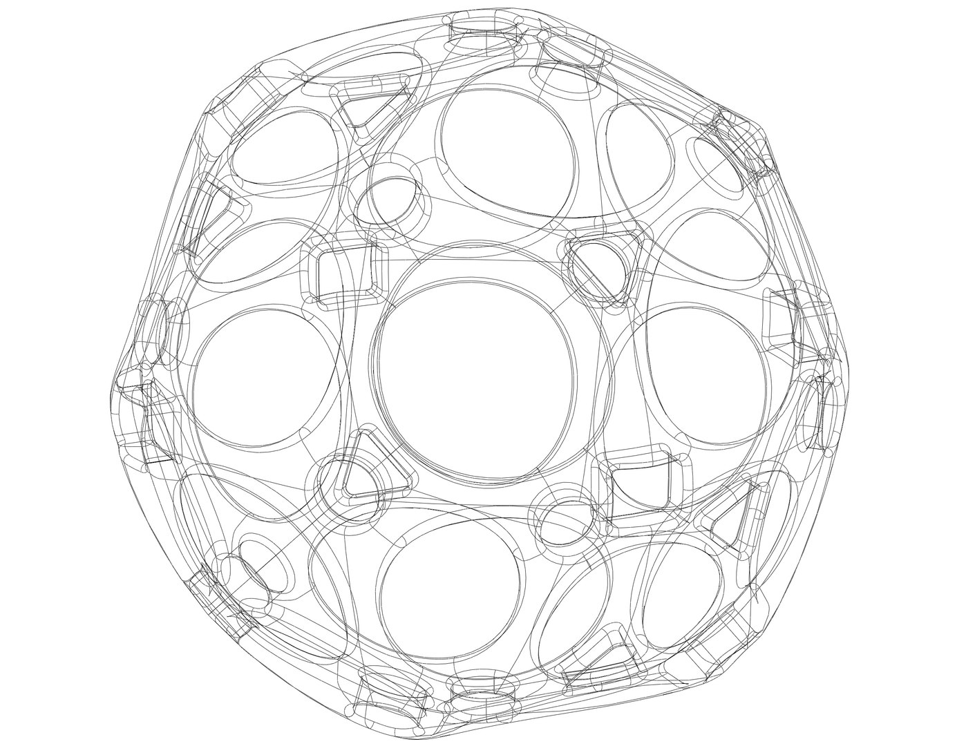 3D Wireframe Shape Geometric Holes Pattern Ball - TurboSquid 2191425