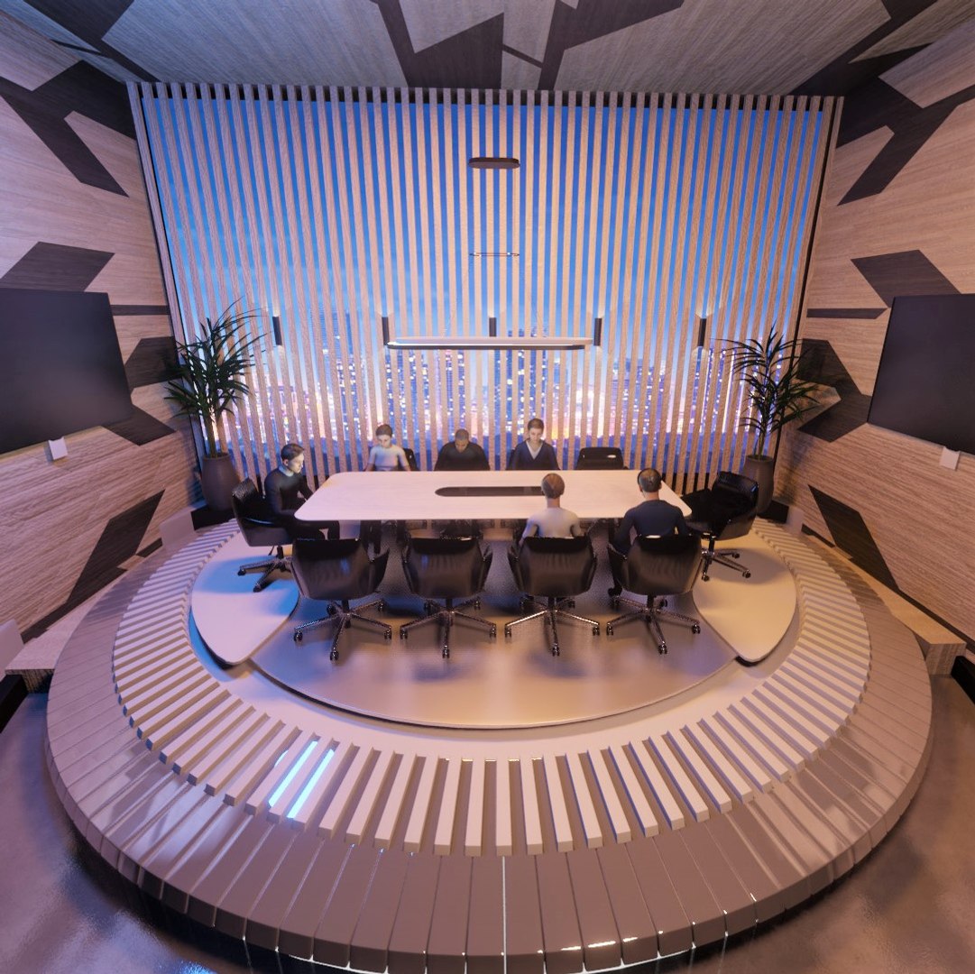 3D Model Conference Room Meeting Room With Animated Characters ...