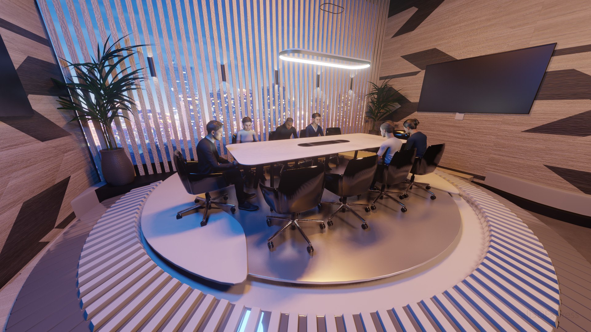 3D Model Conference Room Meeting Room With Animated Characters ...