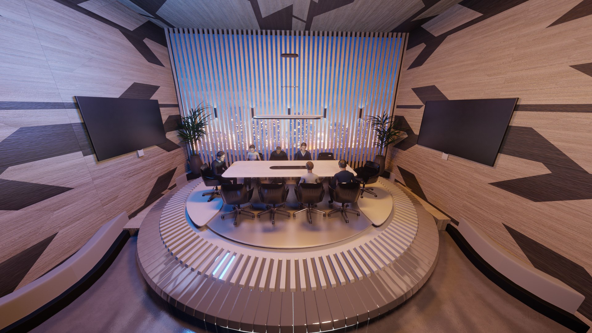 3D Model Conference Room Meeting Room With Animated Characters ...