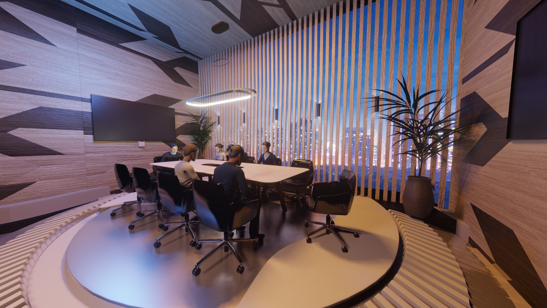 3D Model Conference Room Meeting Room With Animated Characters ...