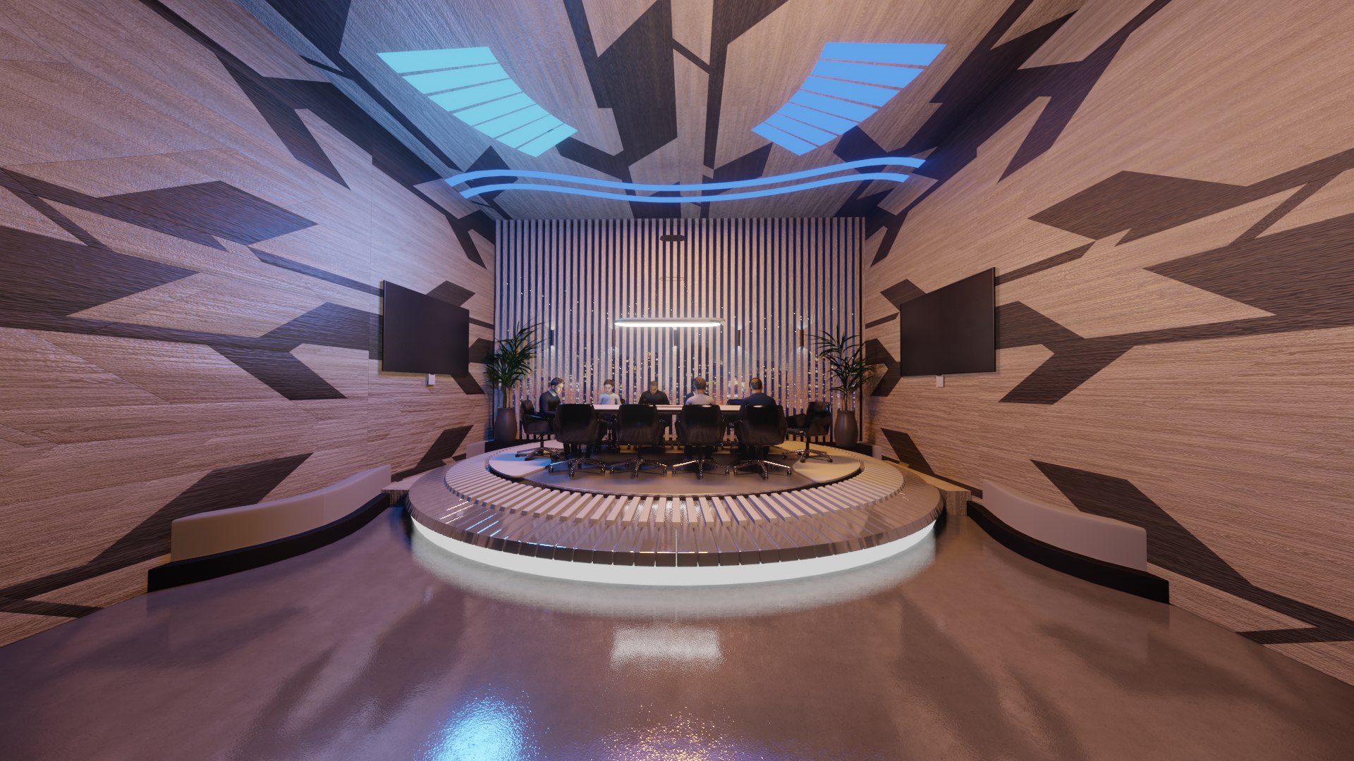 3D Model Conference Room Meeting Room With Animated Characters ...