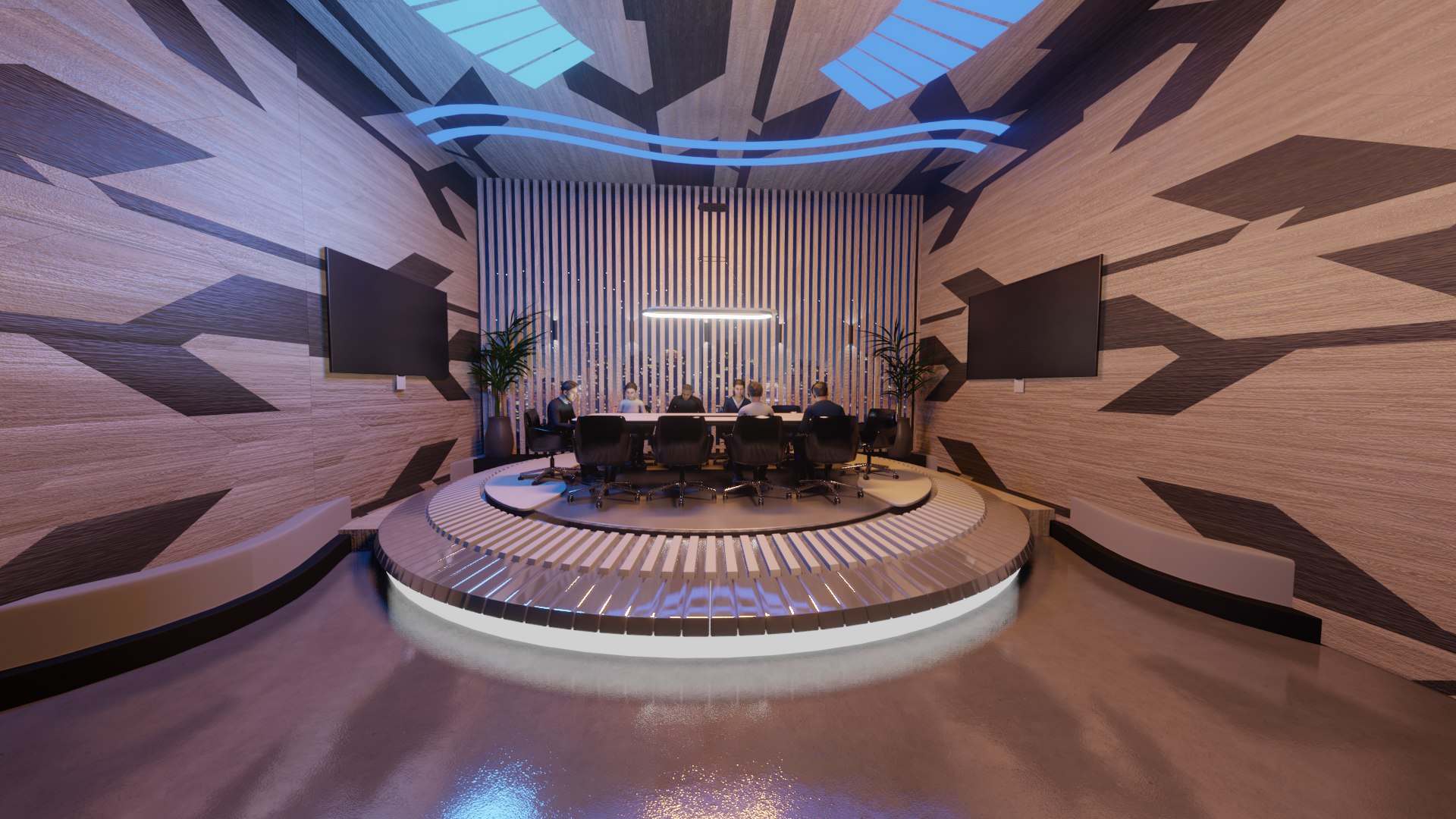 3D Model Conference Room Meeting Room With Animated Characters ...