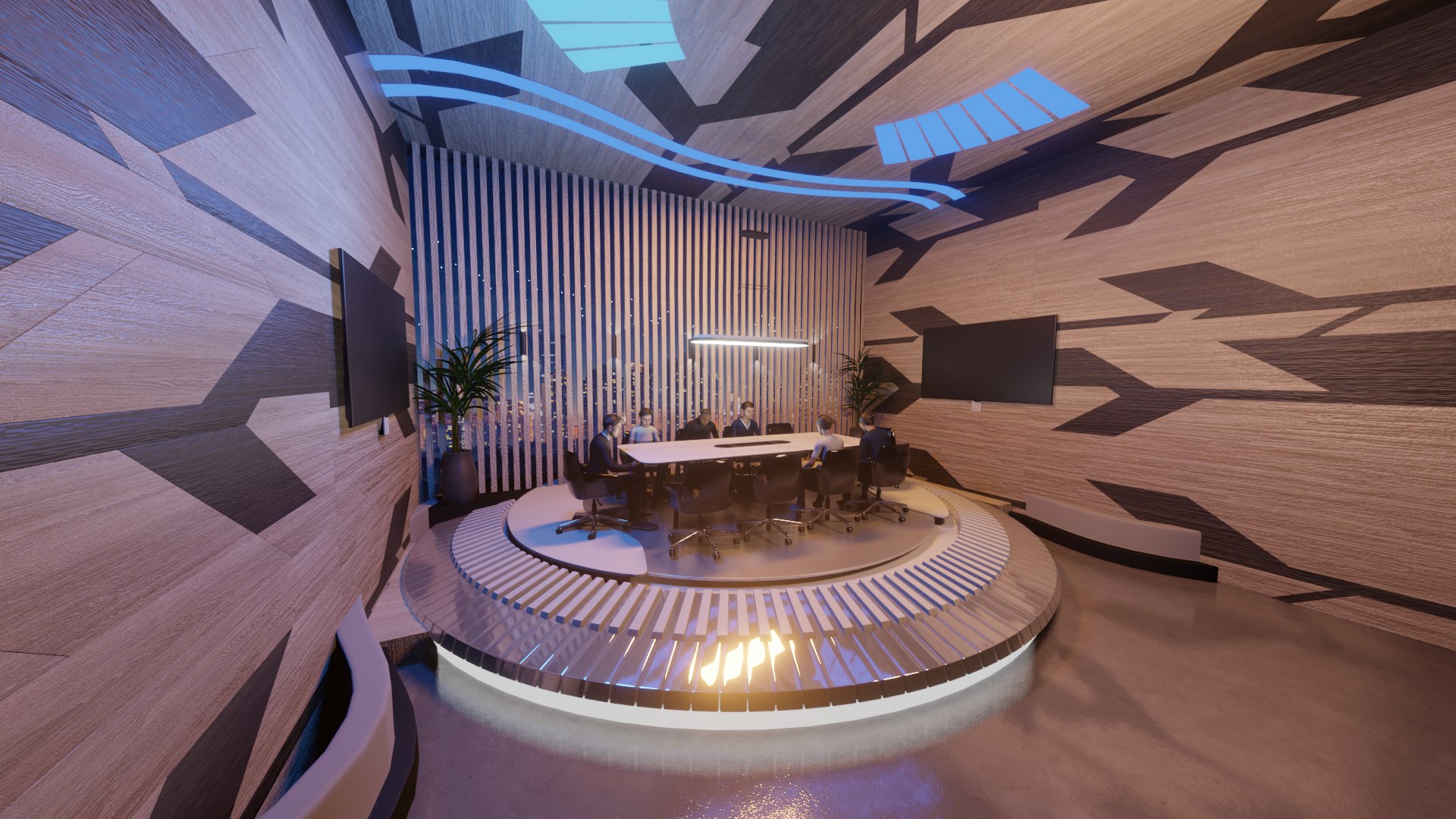 3D Model Conference Room Meeting Room With Animated Characters ...